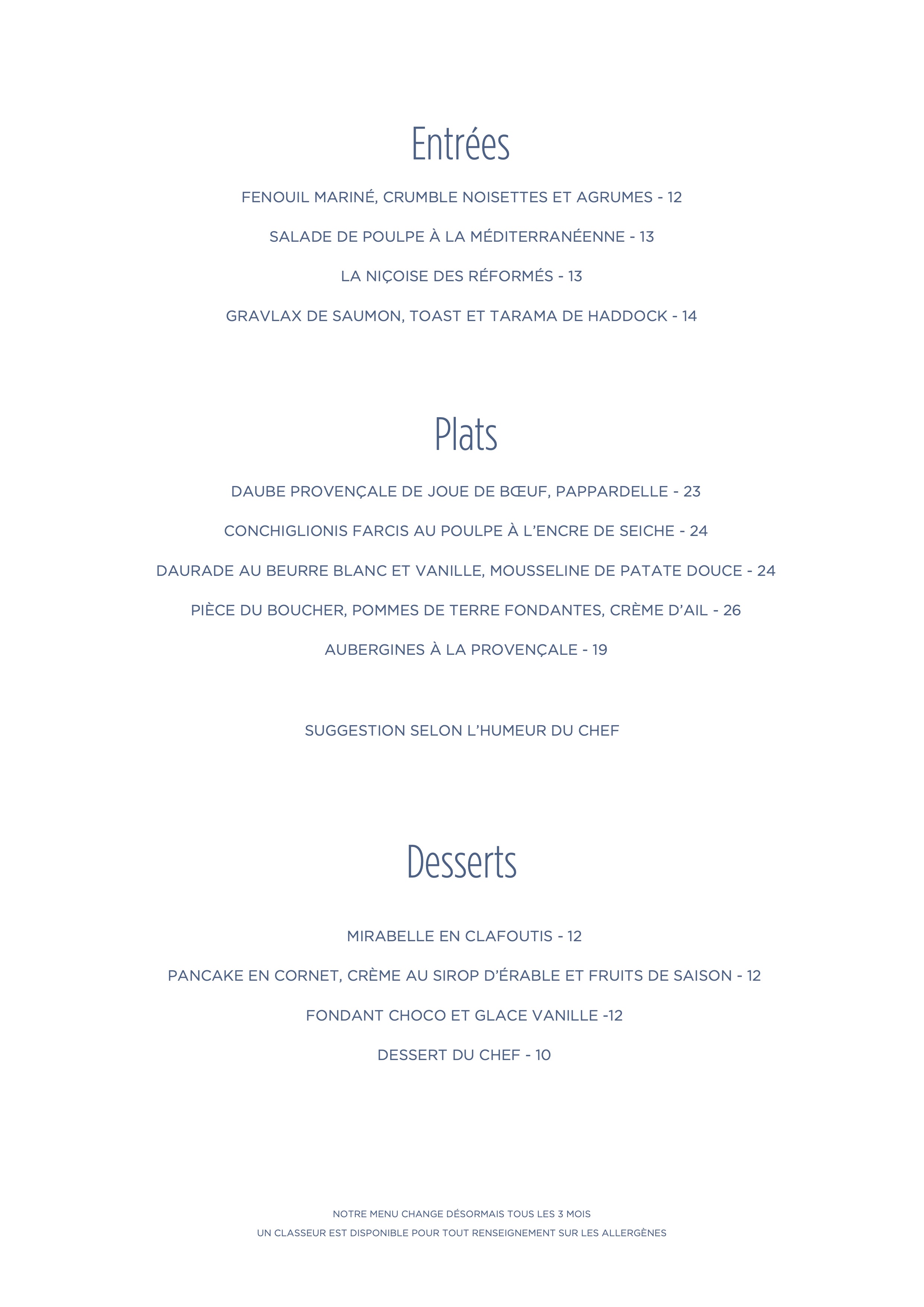 Cartes et menus / Marseille / Les Réformés